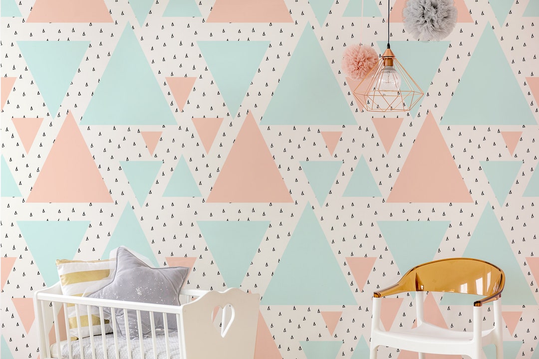 Pastel Triangles Wallpaper, Peel and Stick Wall Mural, Minimalistic ...