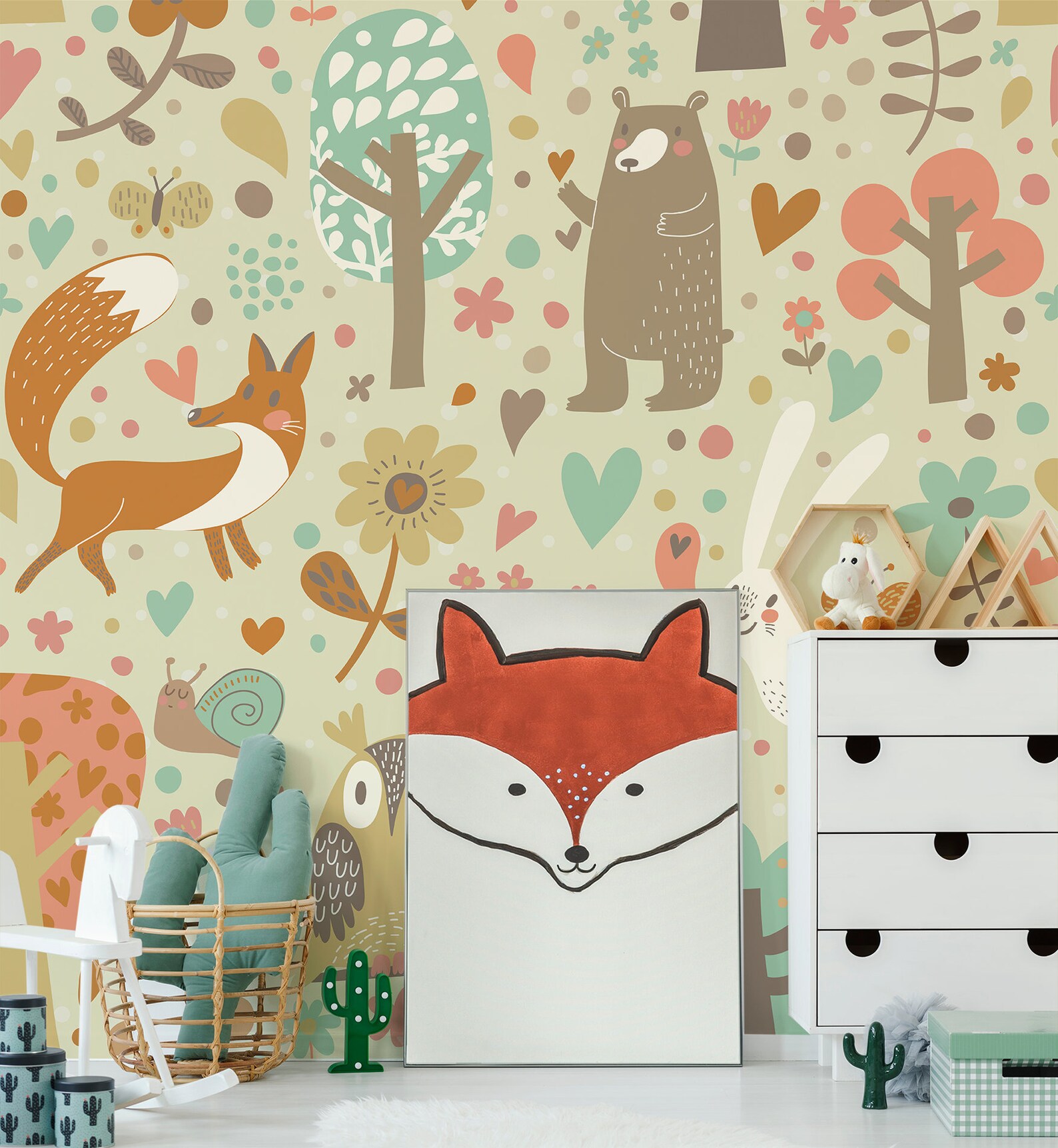 Woodland Animals Removable Wallpaper Pattern With Forest - Etsy