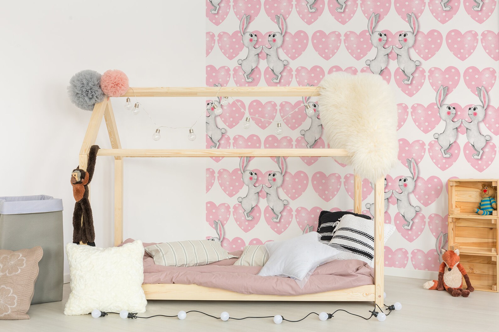 Nursery Wall Mural With Dancing Rabbits Self Adhesive - Etsy