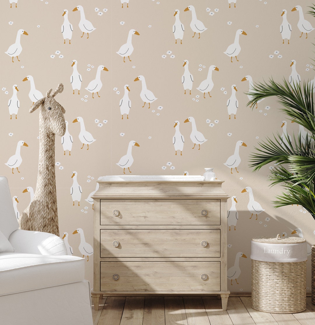 Goose Wallpaper, Kids Room Wallpaper, Nursery, Animal Wallpaper, Kids ...