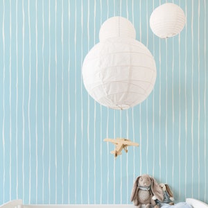 Kids Nursery Wallpaper, Blue Stripes Wallpaper for Kids Room, Abstract ...