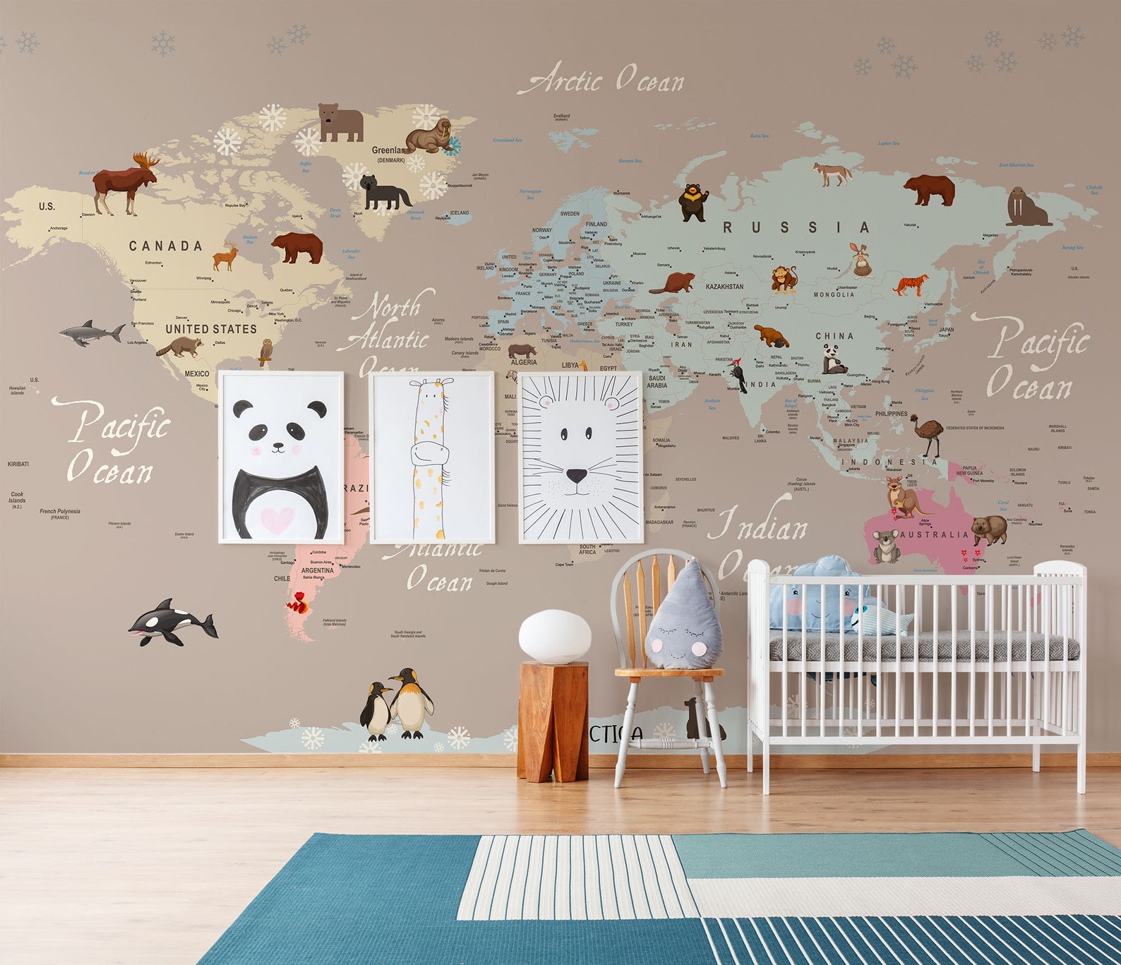 Kids World Map Wall Mural Map of the World Wallpaper Nursery - Etsy