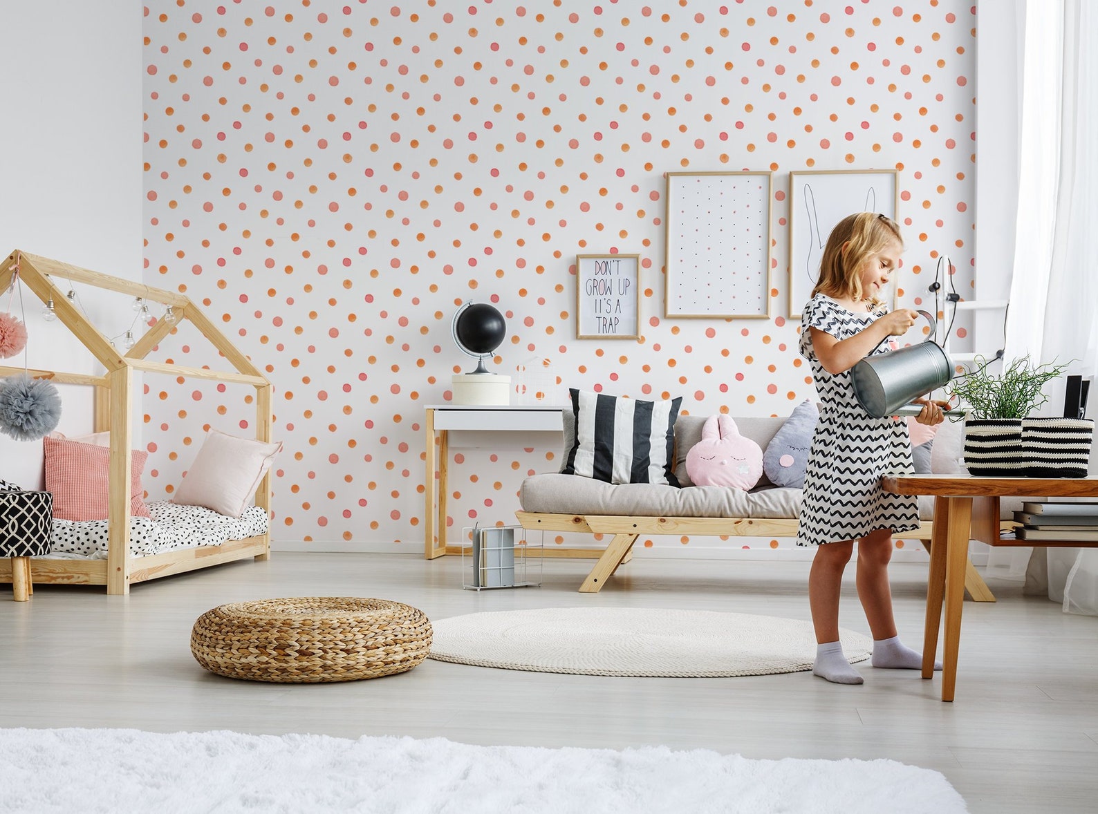 Red Dots Removable Wallpaper Minimalistic Nursery Wallpaper - Etsy