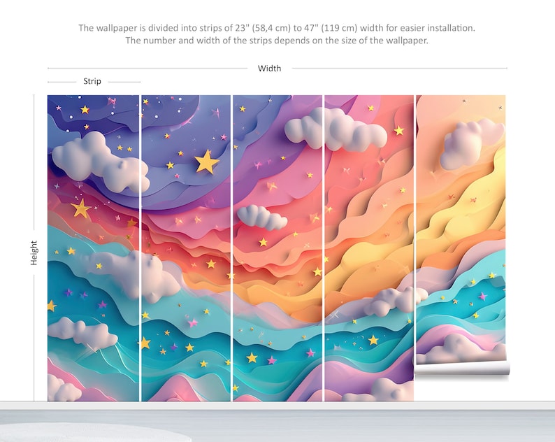 Colorful Abstract Nursery Rainbow Wall Mural, Peel and Stick Wallpaper ...