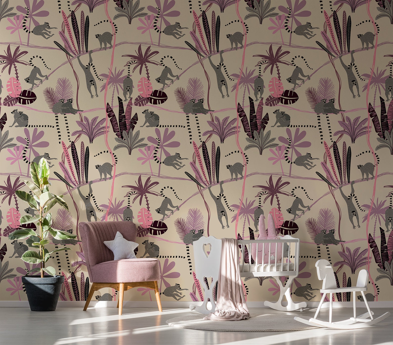 Lemur in Jungle Wallpaper Peel and Stick Wall Mural Creative - Etsy