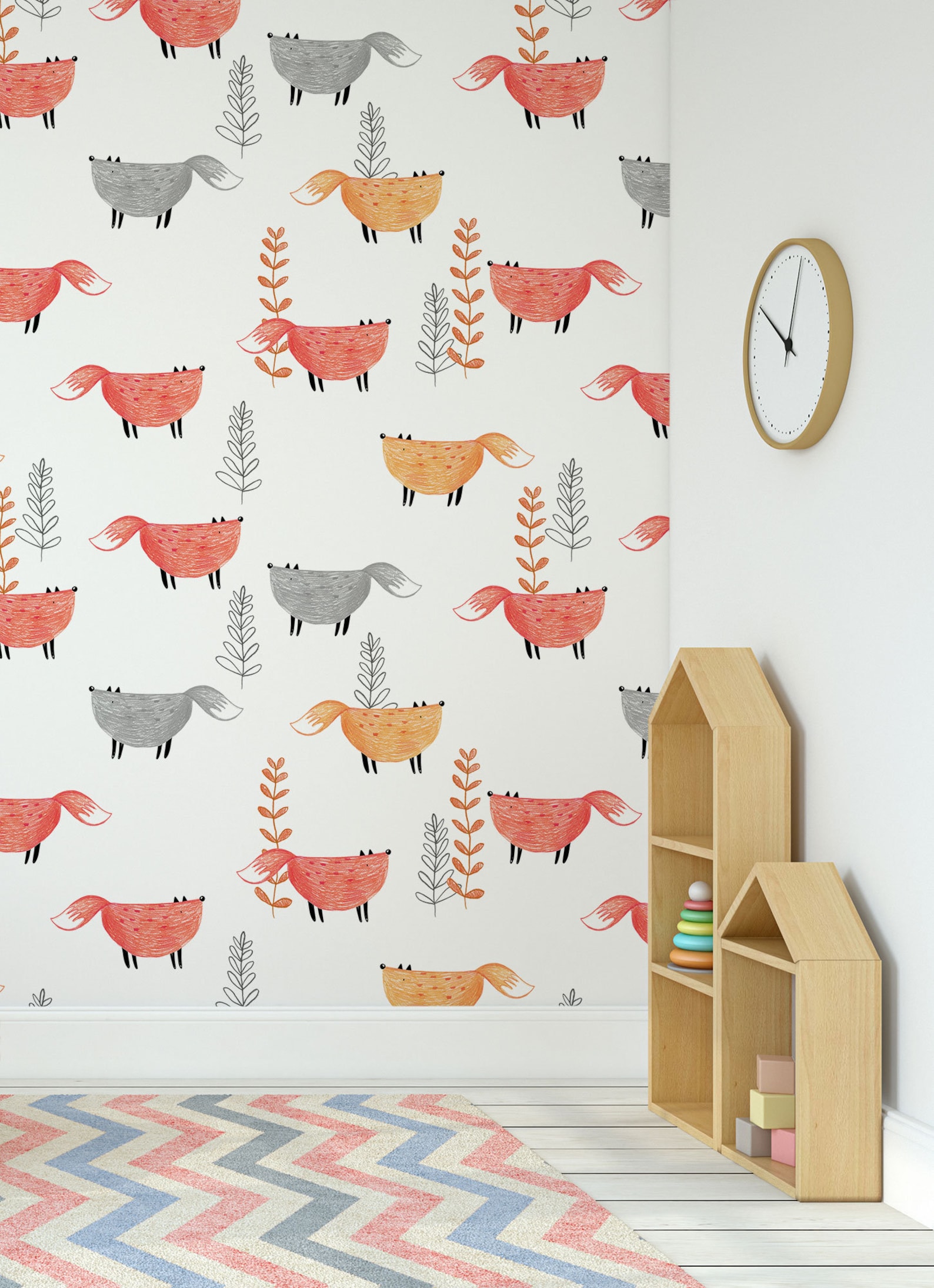 Cute Fox Wallpaper Peel and Stick Kids Nursery Wallpaper - Etsy