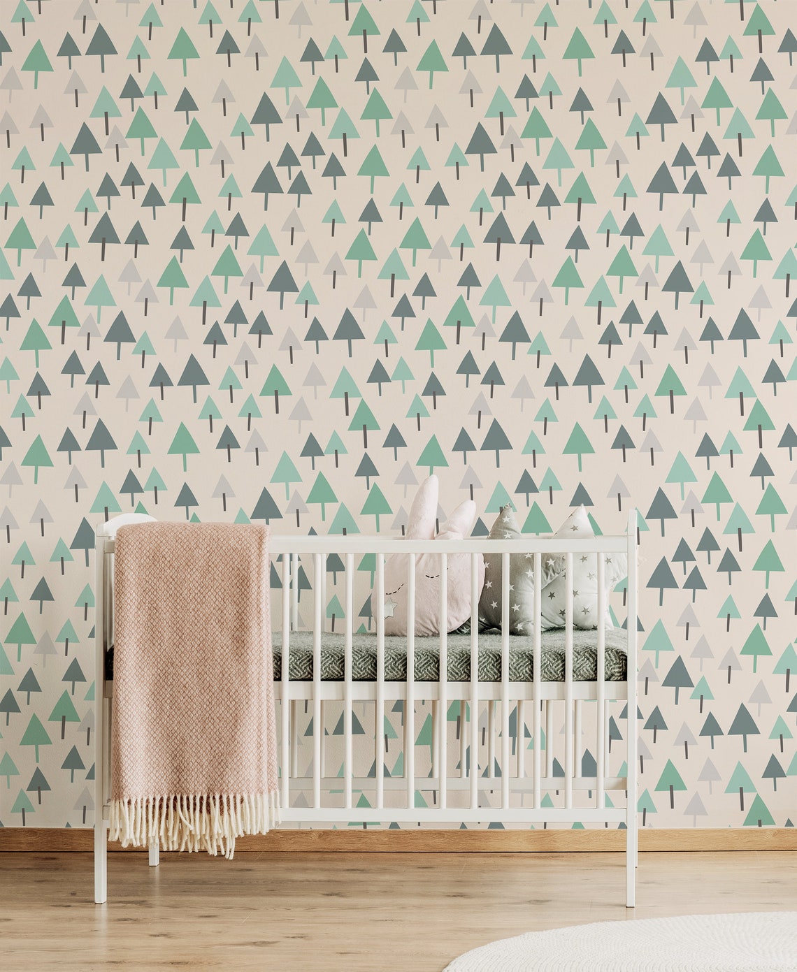 Geometric Trees Wallpaper Nursery Wall Mural in Scandinavian | Etsy