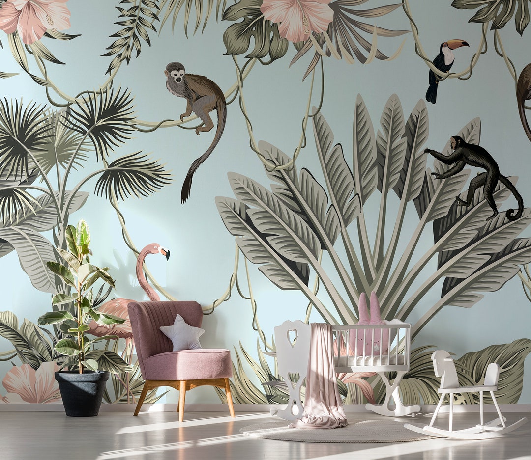Paradise Wall Mural for Nursery, Peel and Stick Wallpaper, Kids ...