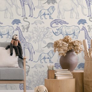 African Animals Wallpaper, Kids Nursery Wallpaper, Baby Room Wallpaper ...