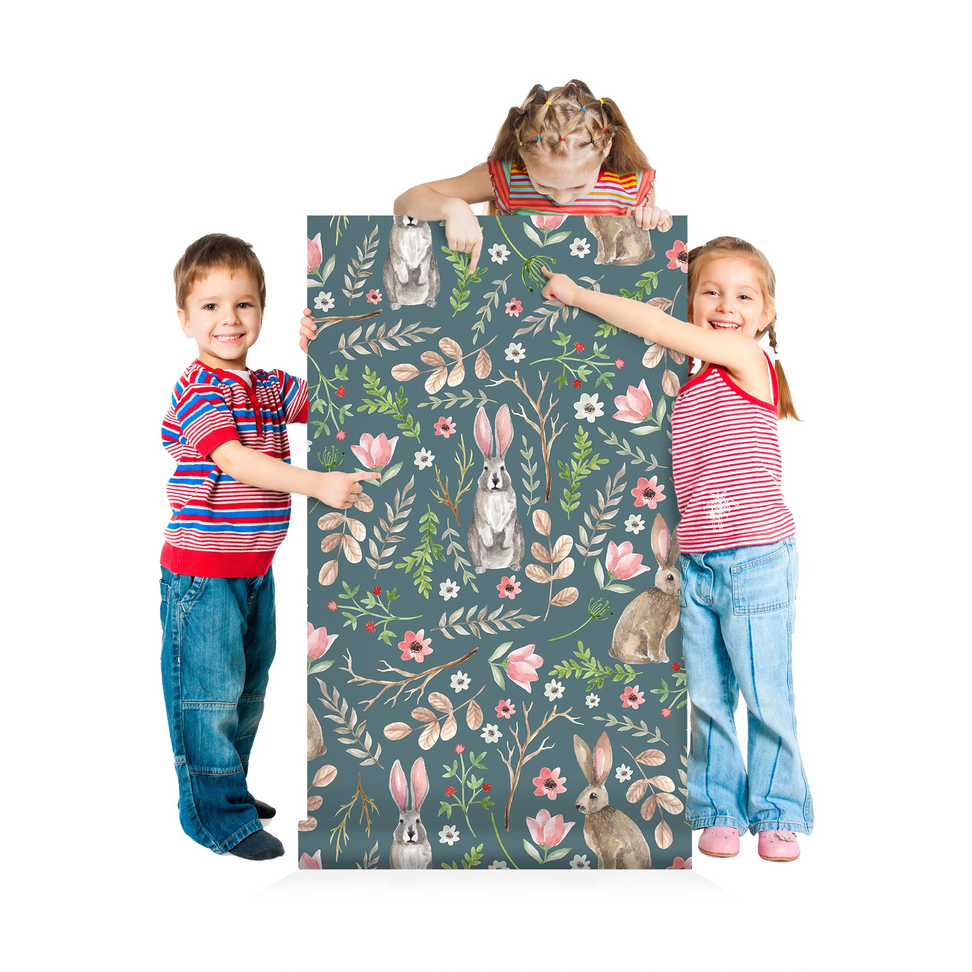 Rabbits Nursery Wallpaper, Self Adhesive Removable Wallpaper for Kids ...