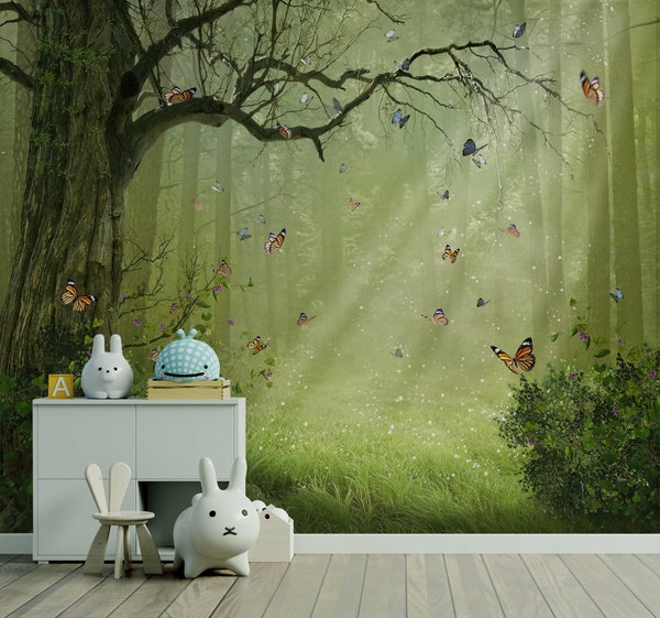 Magical Forest Wall Mural / Enchanting Bridge / Fairy Paradise - Etsy