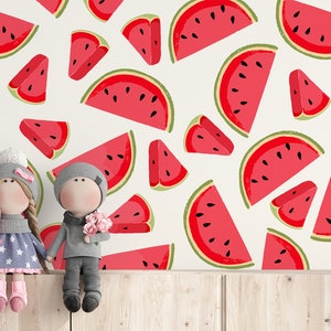 Watermelon Wall Mural, Nursery Kids Wallpaper, Fruit Wallpaper for Kids ...