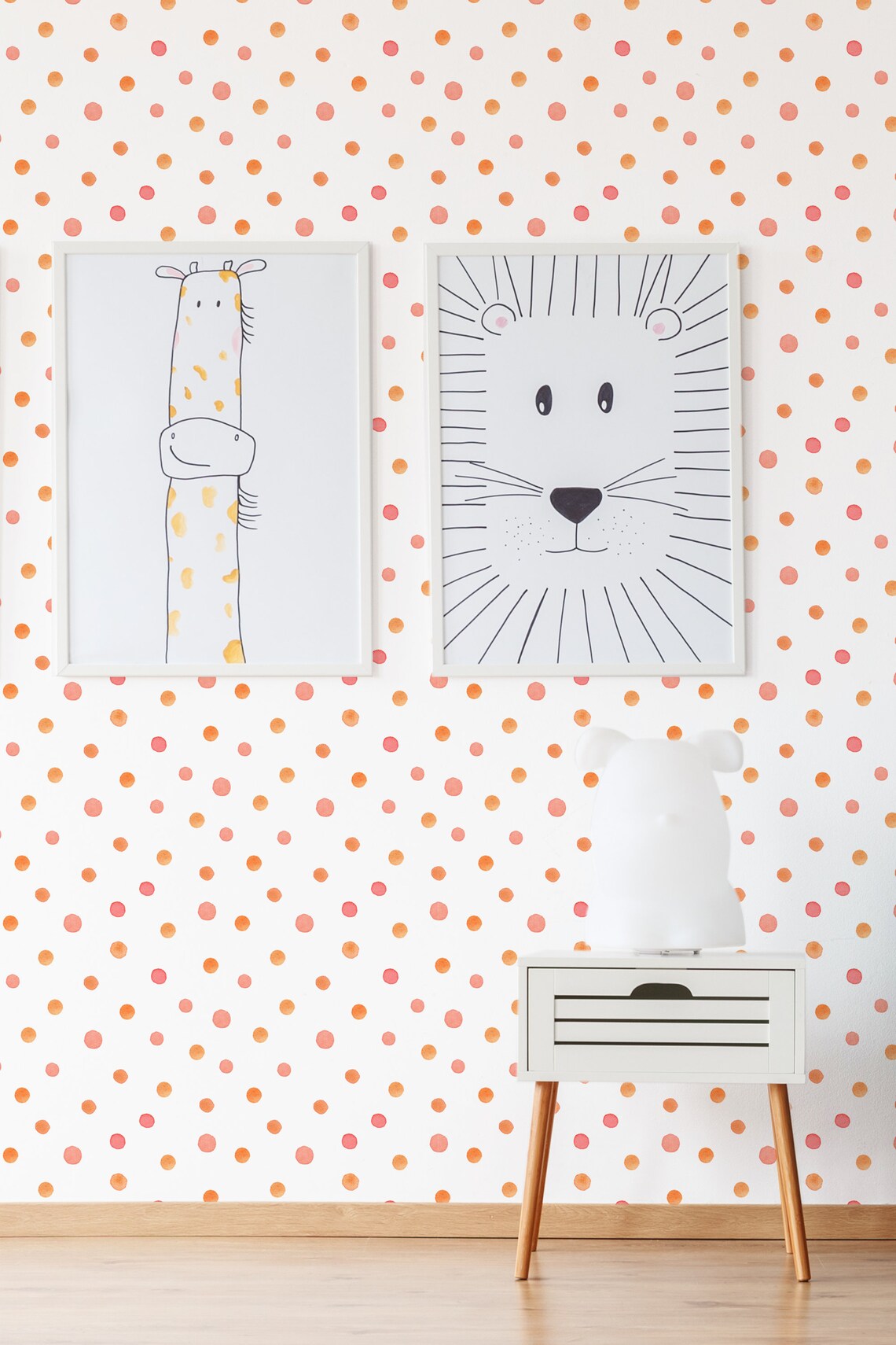 Red dots removable wallpaper minimalistic nursery wallpaper | Etsy