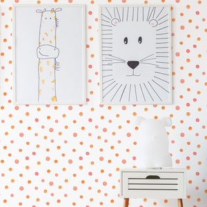 Red Dots Removable Wallpaper, Minimalistic Nursery Wallpaper ...