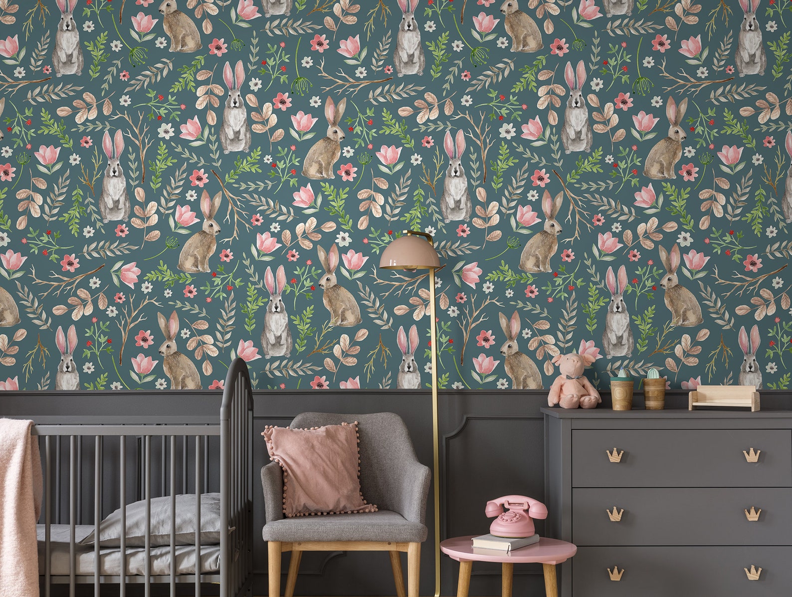 Rabbits Nursery Wallpaper, Self Adhesive Removable Wallpaper for Kids ...