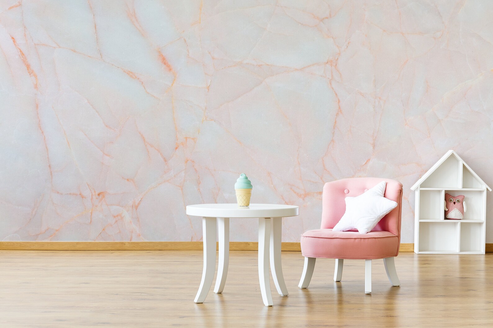 Light Pink Marble Nursery Wall Mural Peel and Stick - Etsy