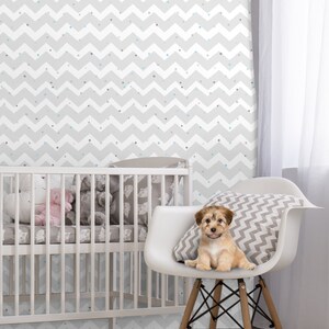 Gray Chevron Kids Wallpaper, Peel and Stick Wall Mural, Temporary ...