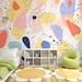 Kids Wallpaper, Abstract Shapes Wall Mural, Colorful Mural, Nursery ...