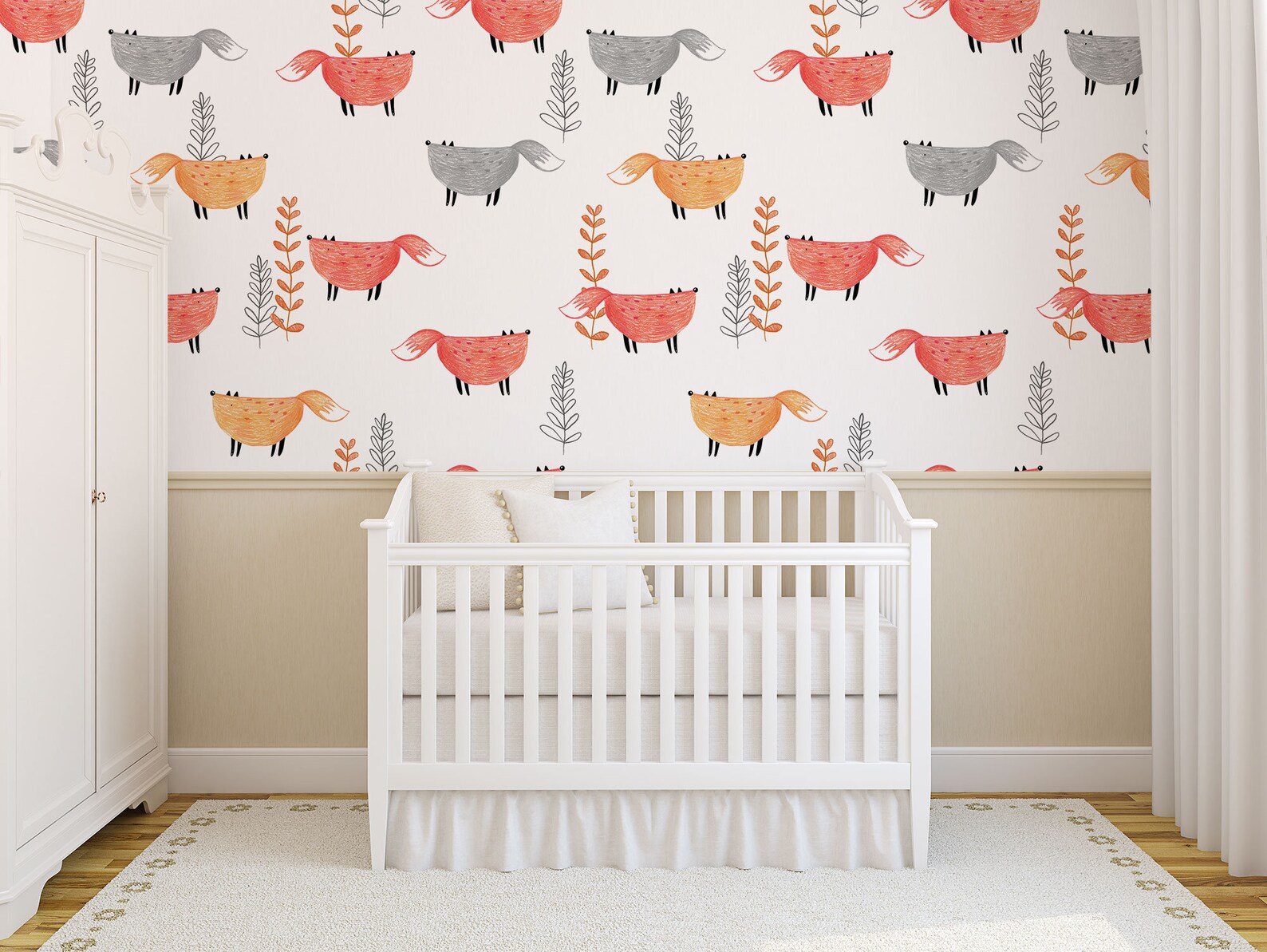 Cute Fox Wallpaper Peel and Stick Kids Nursery Wallpaper - Etsy
