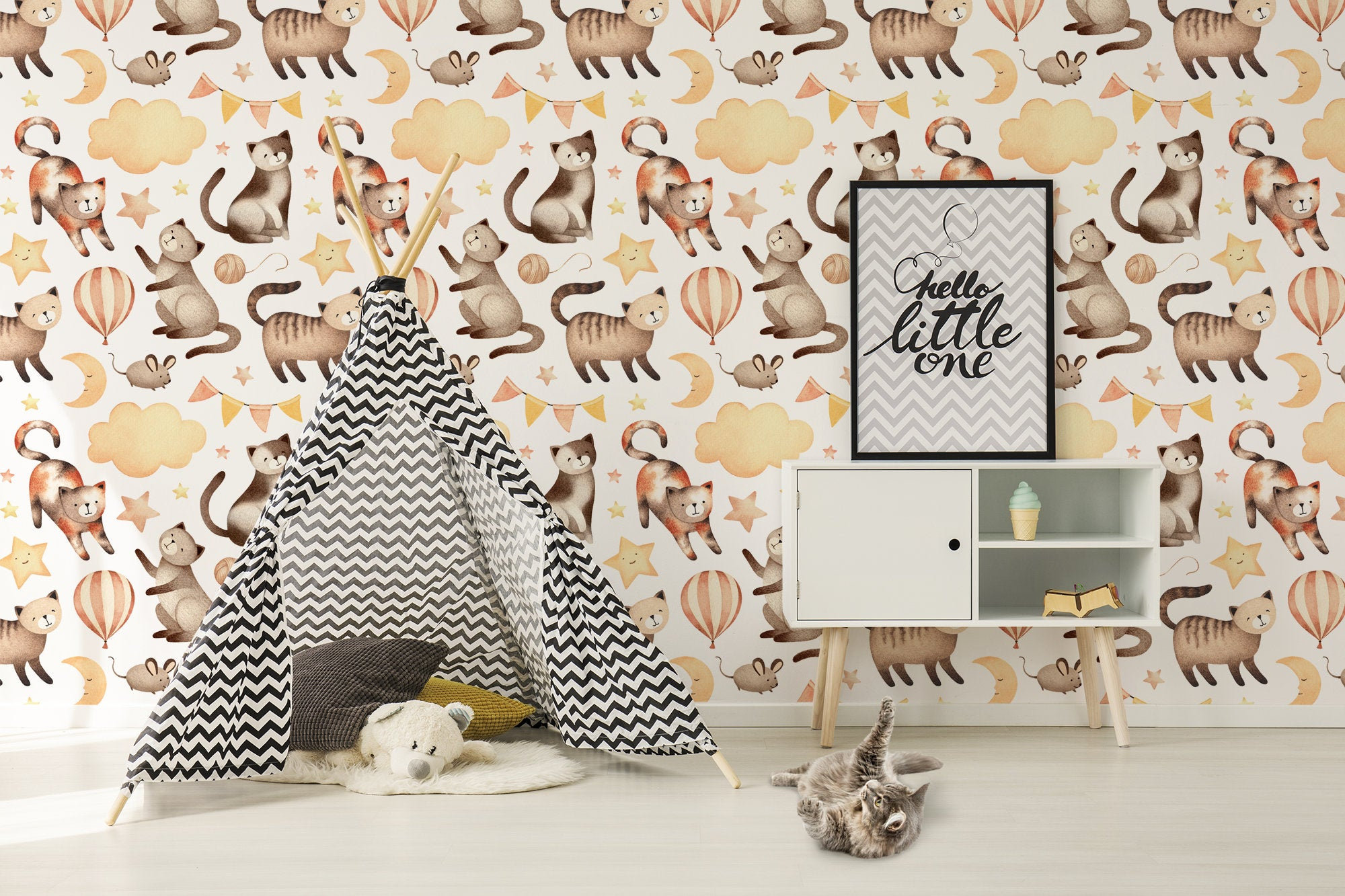 Cat Wallpaper for Nursery Kids Wallpaper Peel and Stick - Etsy UK