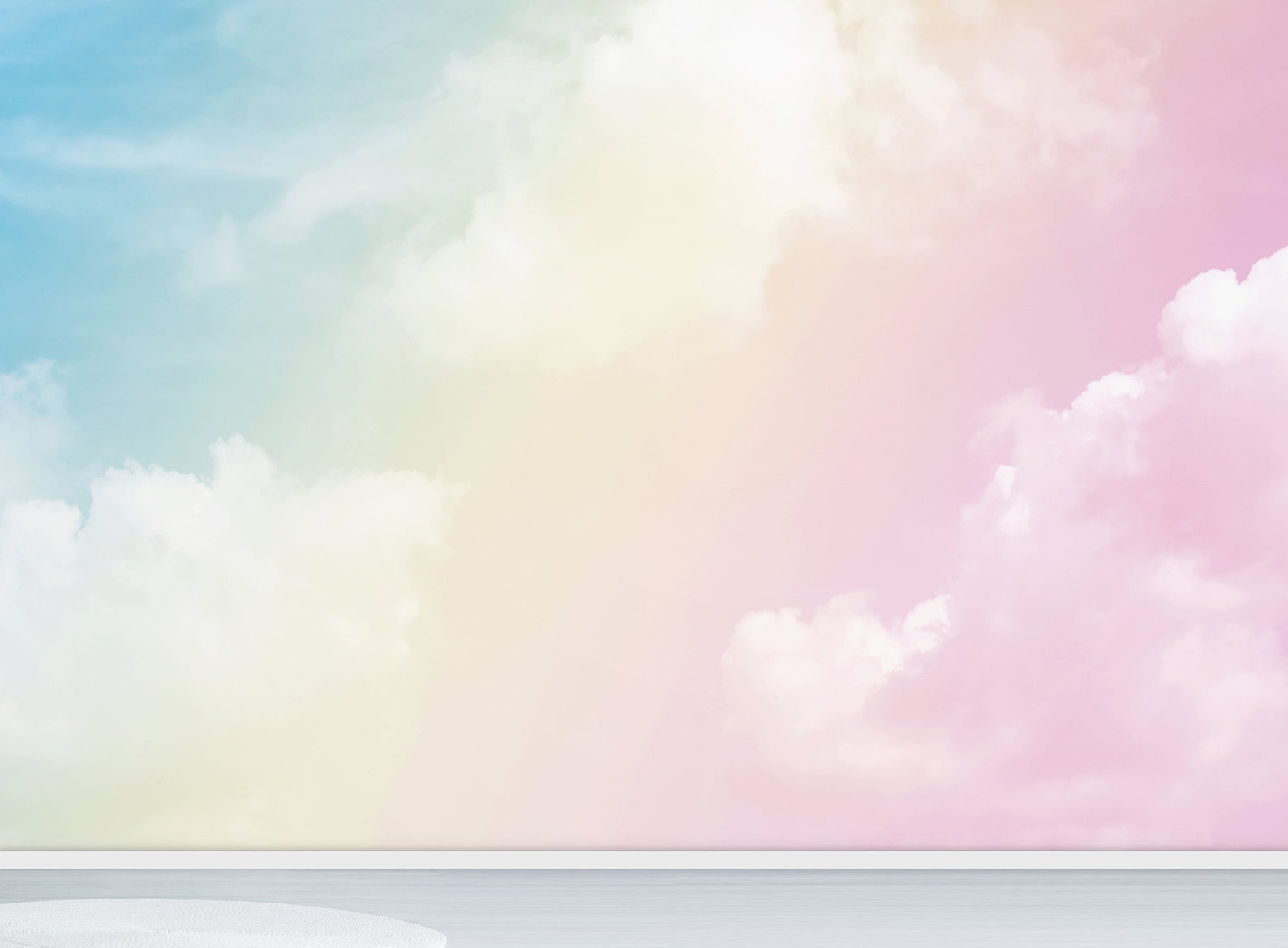 Pastel Clouds Kids Wallpaper Kids Room Wall Mural Pink Sky - Etsy
