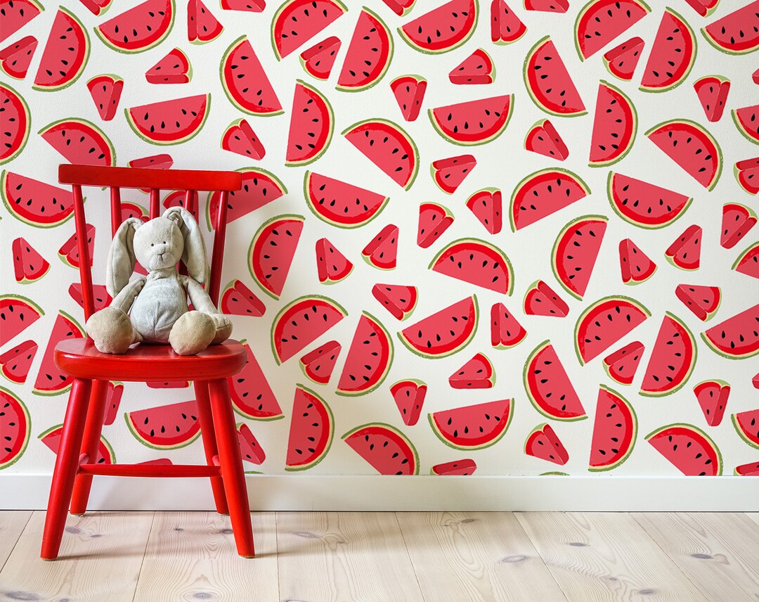 Watermelon Wall Mural, Nursery Kids Wallpaper, Fruit Wallpaper for Kids ...