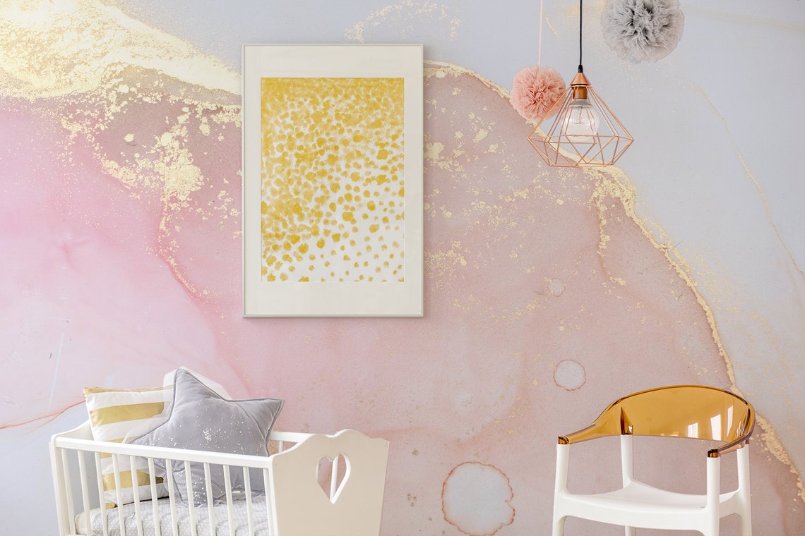 Pink and Flat Gold no Metalic Wall Mural Peel and Stick - Etsy