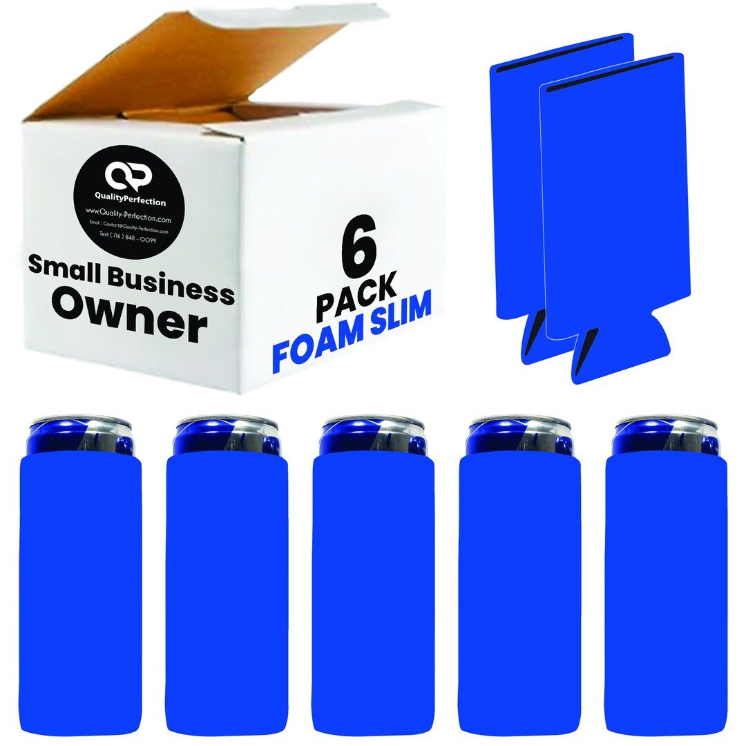 6 Pack Slim Foam Slim Can Cooler Sleeves, Premium 4mm Thick Poly Foam ...