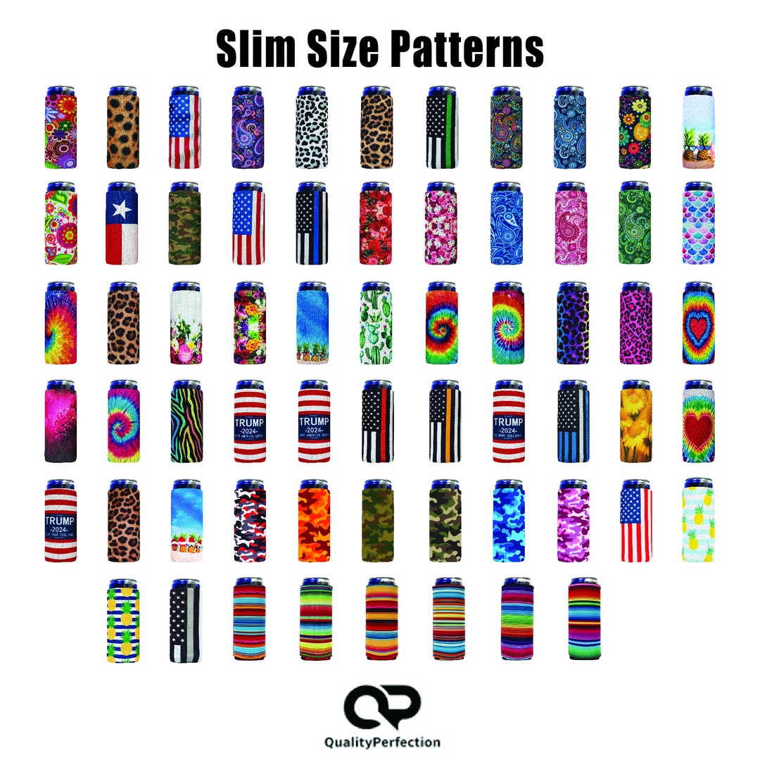 Slim Can Cooler Sleeves, Neoprene Premium 4mm Pattern Skinny Can ...