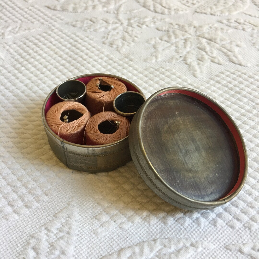 Vintage Sewing Box Pin Cushion Pin Box. Dexter Hot Pink Lined Box With ...