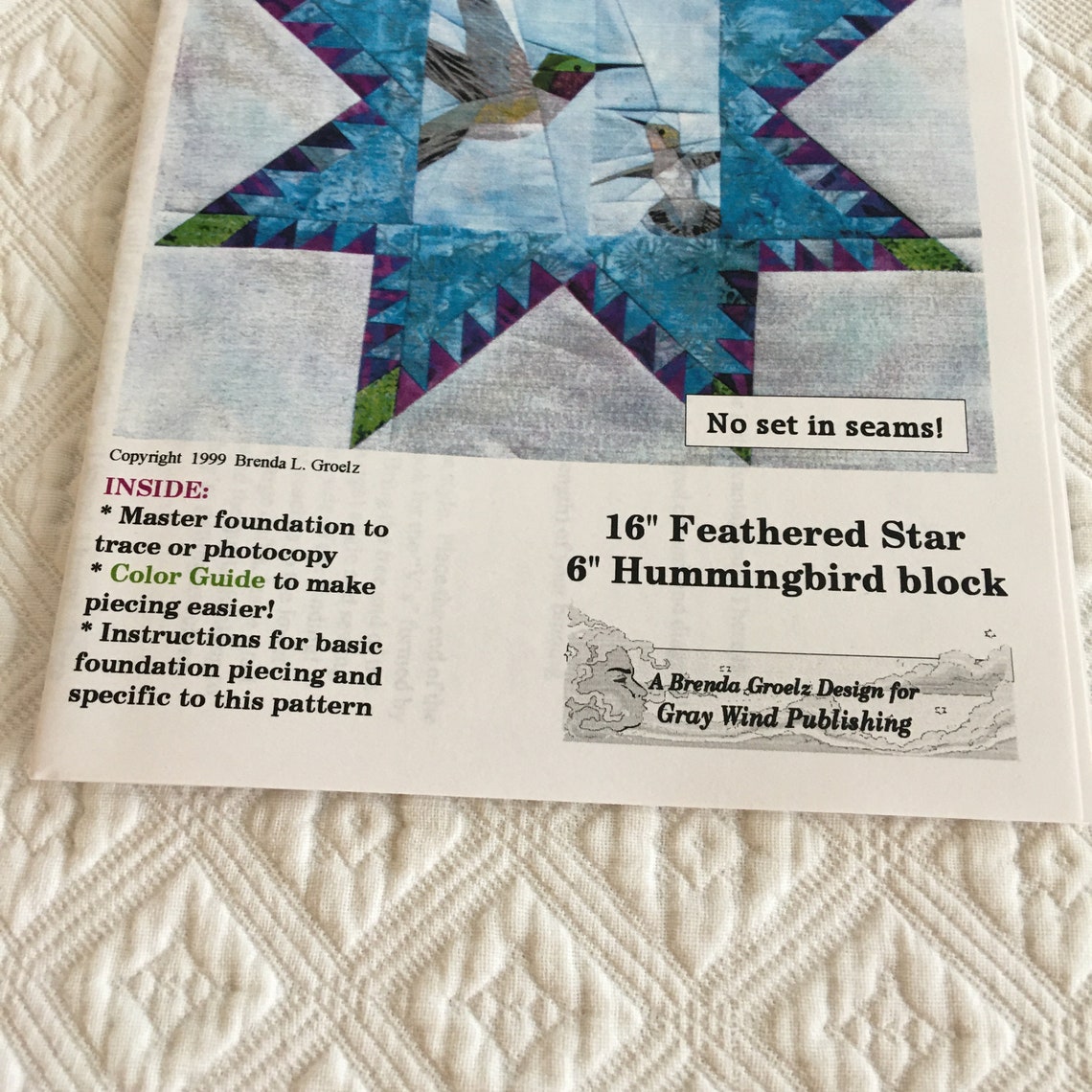Hummingbird Quilt Pattern Hummingbird Pair Feathered Friends | Etsy