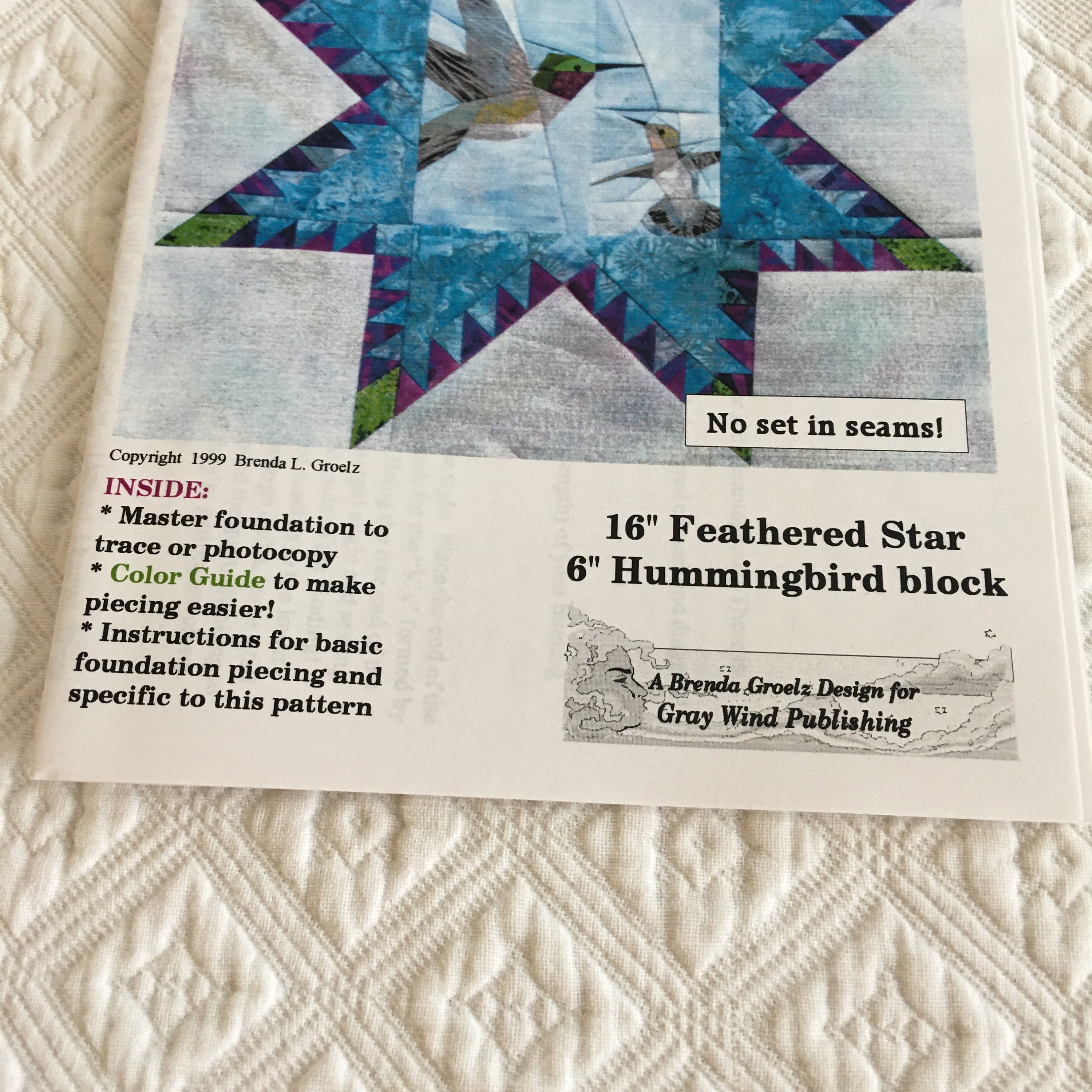 Hummingbird Quilt Pattern, Hummingbird Pair Feathered Friends by Gray ...