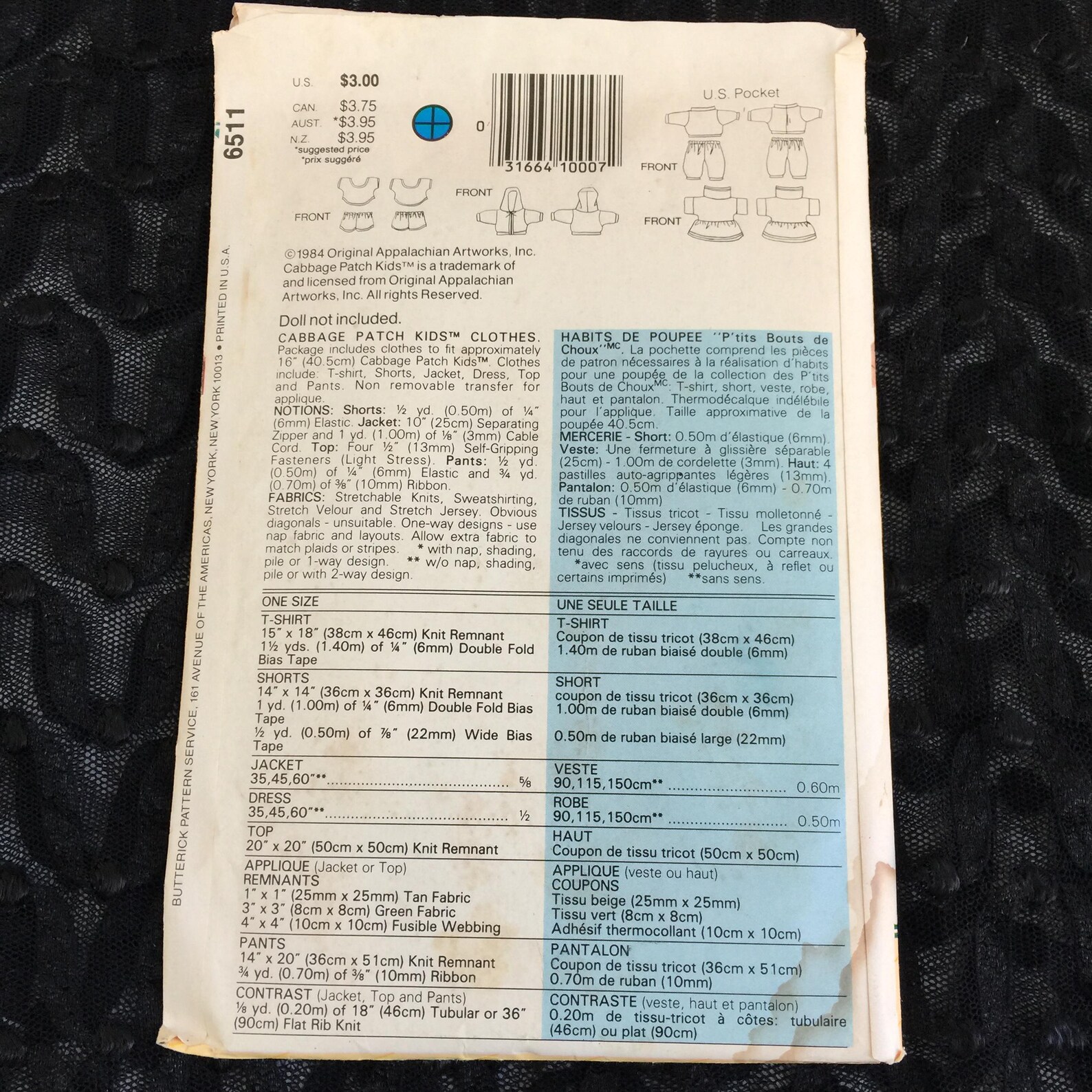 Vintage 1984-85 Cabbage Patch Kids Patterns 354 Rainwear, 6511 Shorts ...