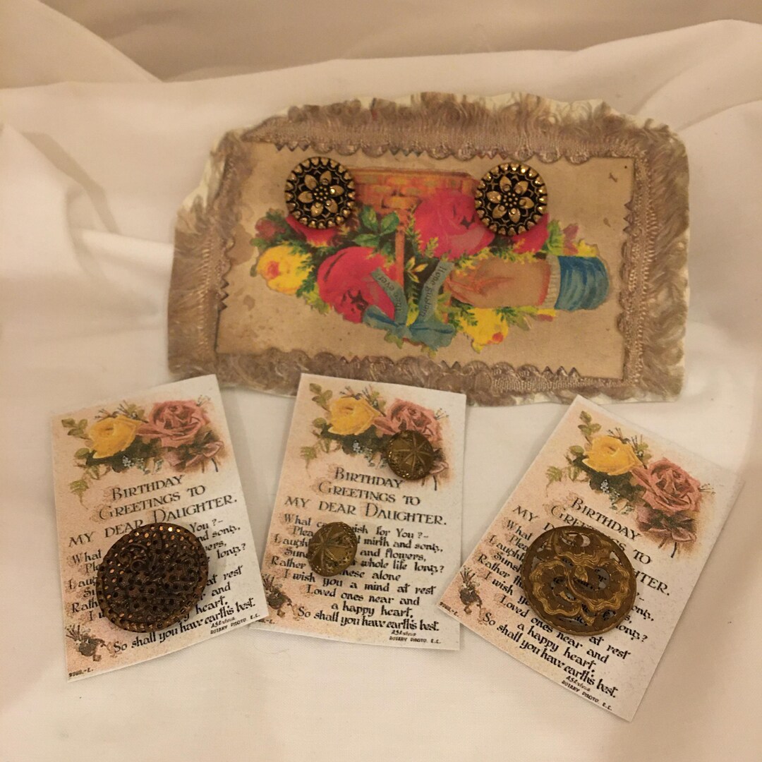 Antique Victorian Filigree Metal Gold Buttons. Bronze Flower, Gold Sand ...
