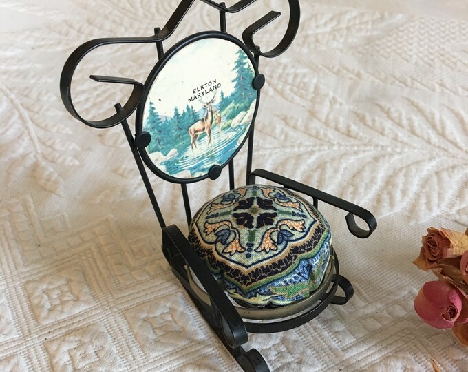Vintage Souvenir Wire Rocker Pin Cushion From Elkton, Maryland. Fabric ...