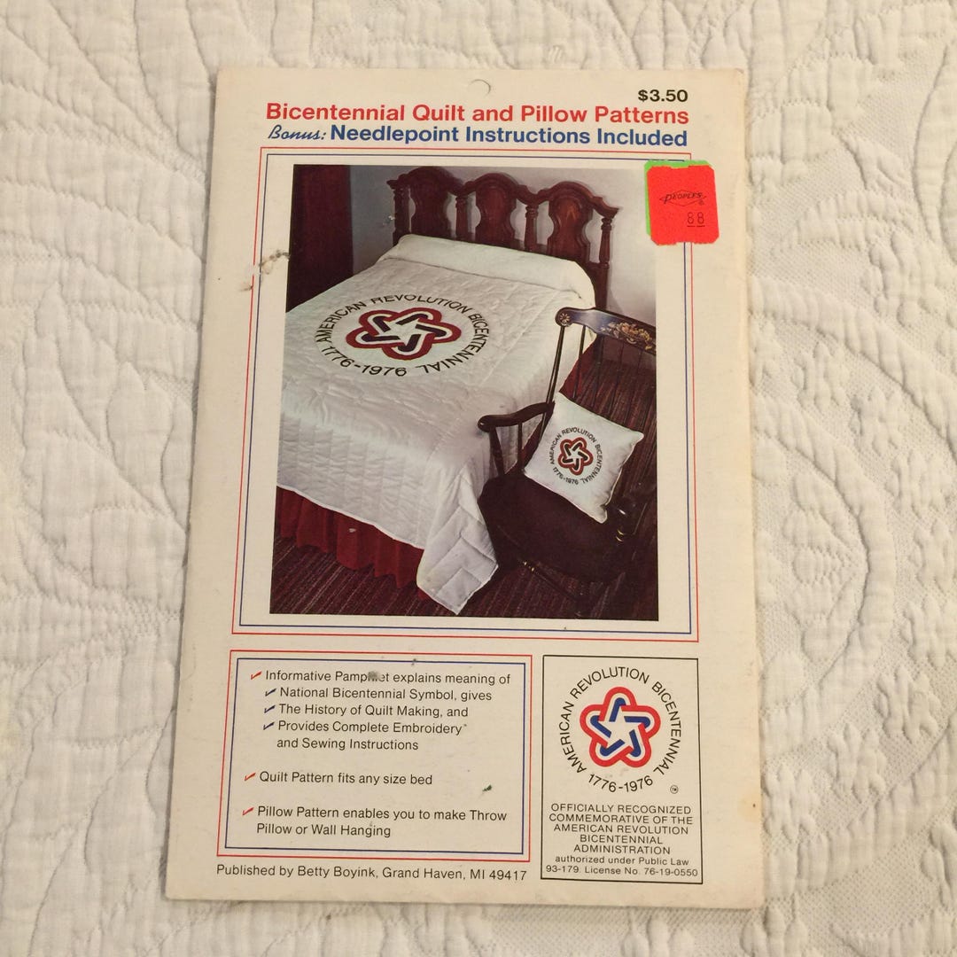 Vintage 1976 Bicentennial Quilt and Pillow Patterns With Included ...