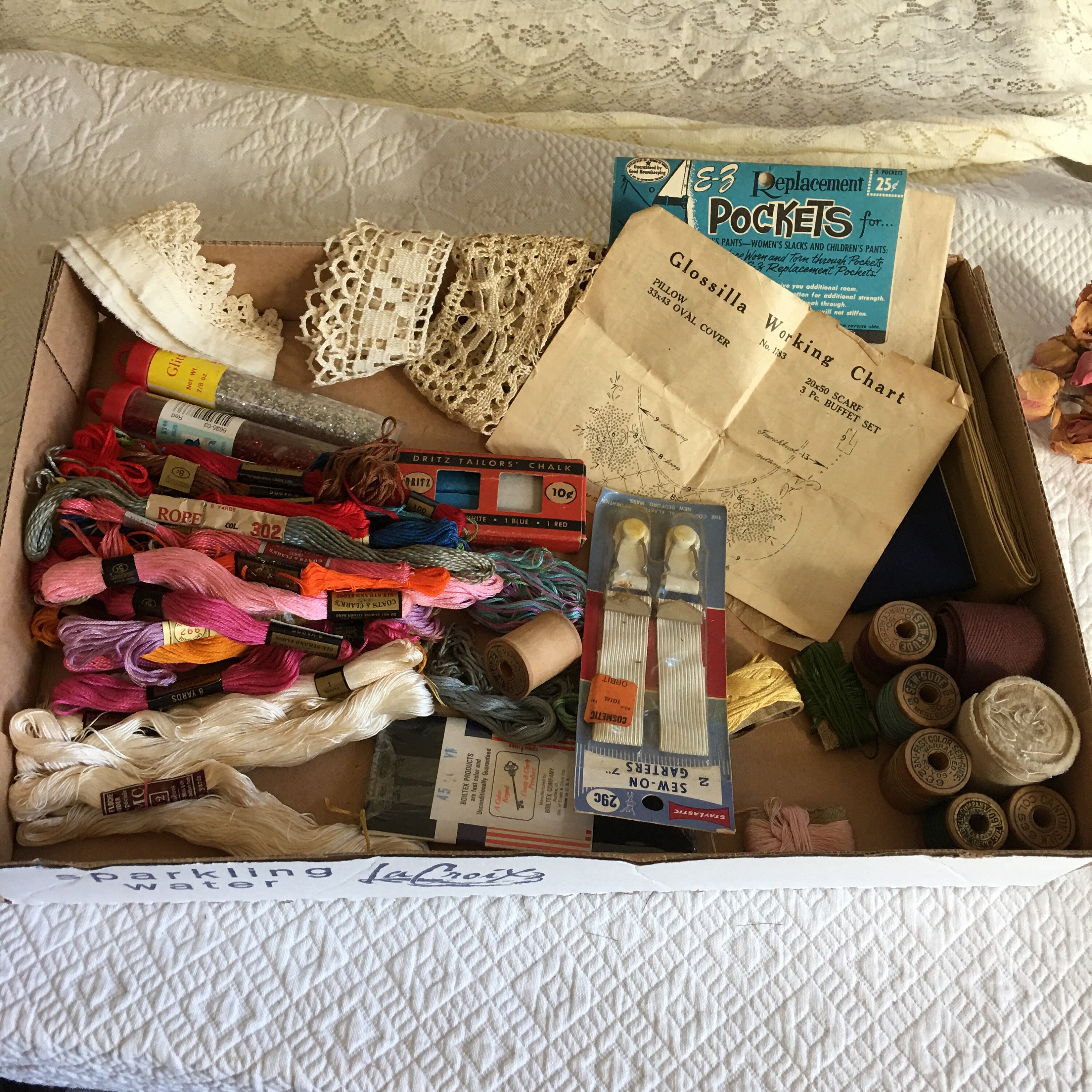 Vintage Collection of Stitchery and Sewing Supplies. 50 Skeins Floss ...