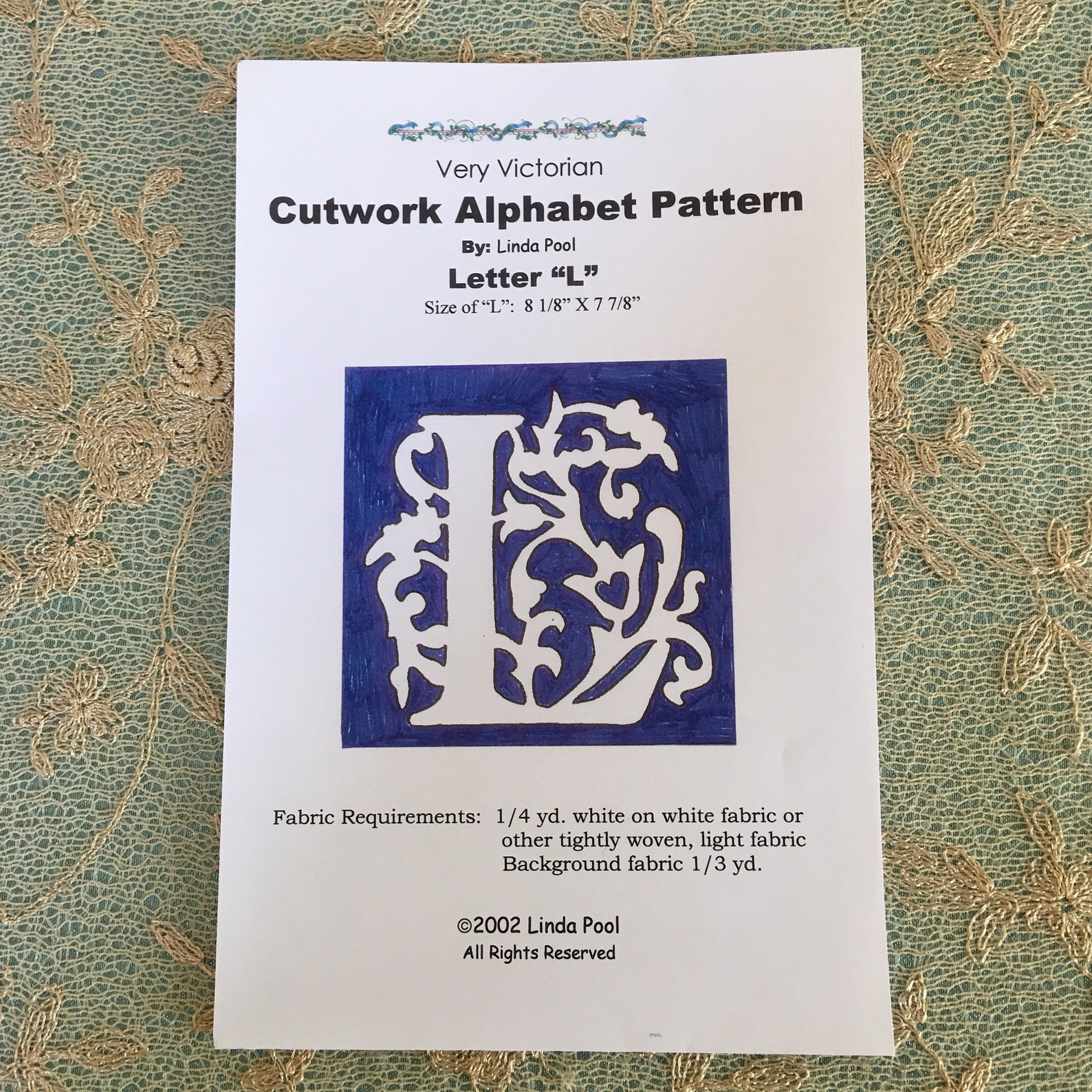 Letter l Cutwork Applique Pattern. Reverse or - Etsy