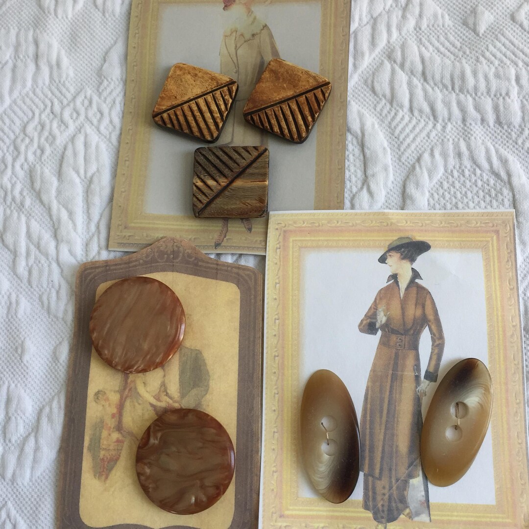 Vintage Brown Buttons. Choose Set of 2 Faux Antler Ovals, or 2 ...