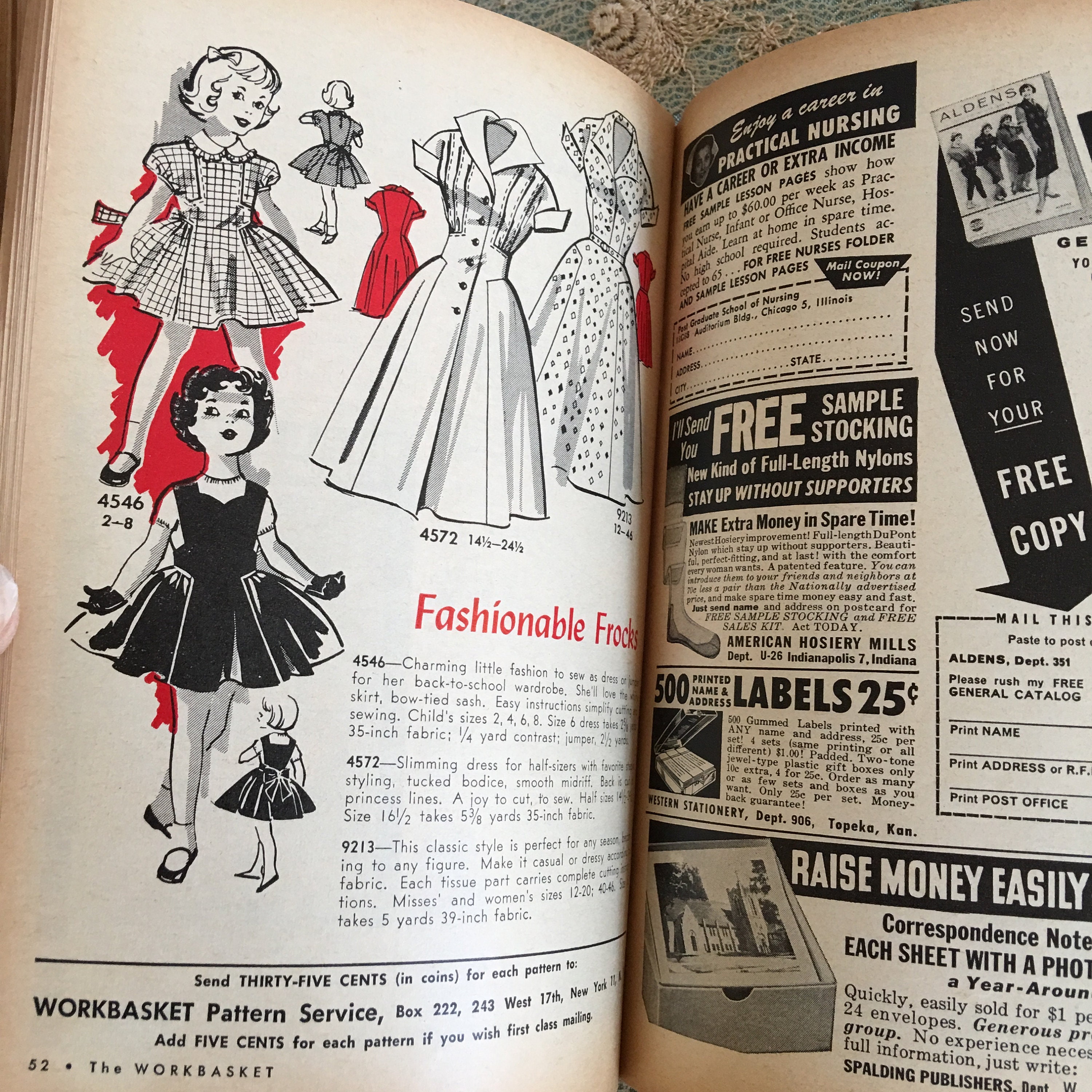 Vintage 4 Issues, 1958 to 1964. the Workbasket. Includes Lace Patterns ...