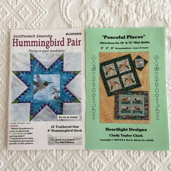 Hummingbird Quilt Pattern Hummingbird Pair Feathered Friends | Etsy