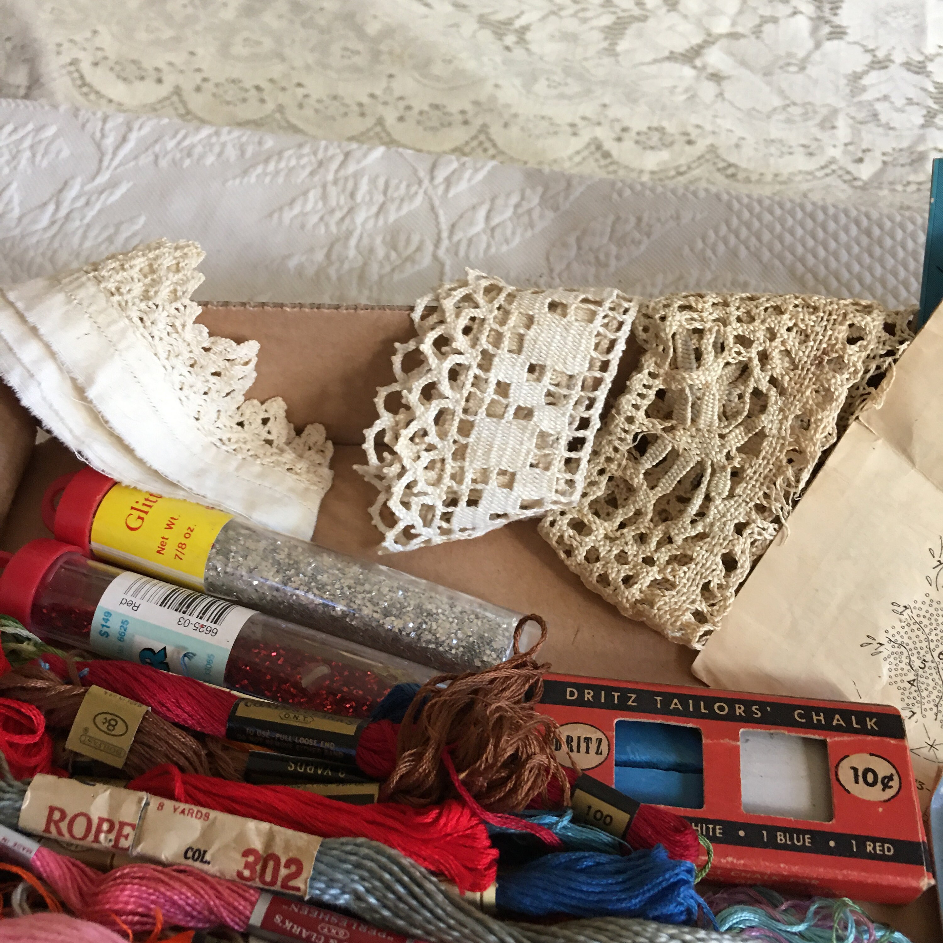 Vintage Collection of Stitchery and Sewing Supplies. 50 Skeins Floss ...