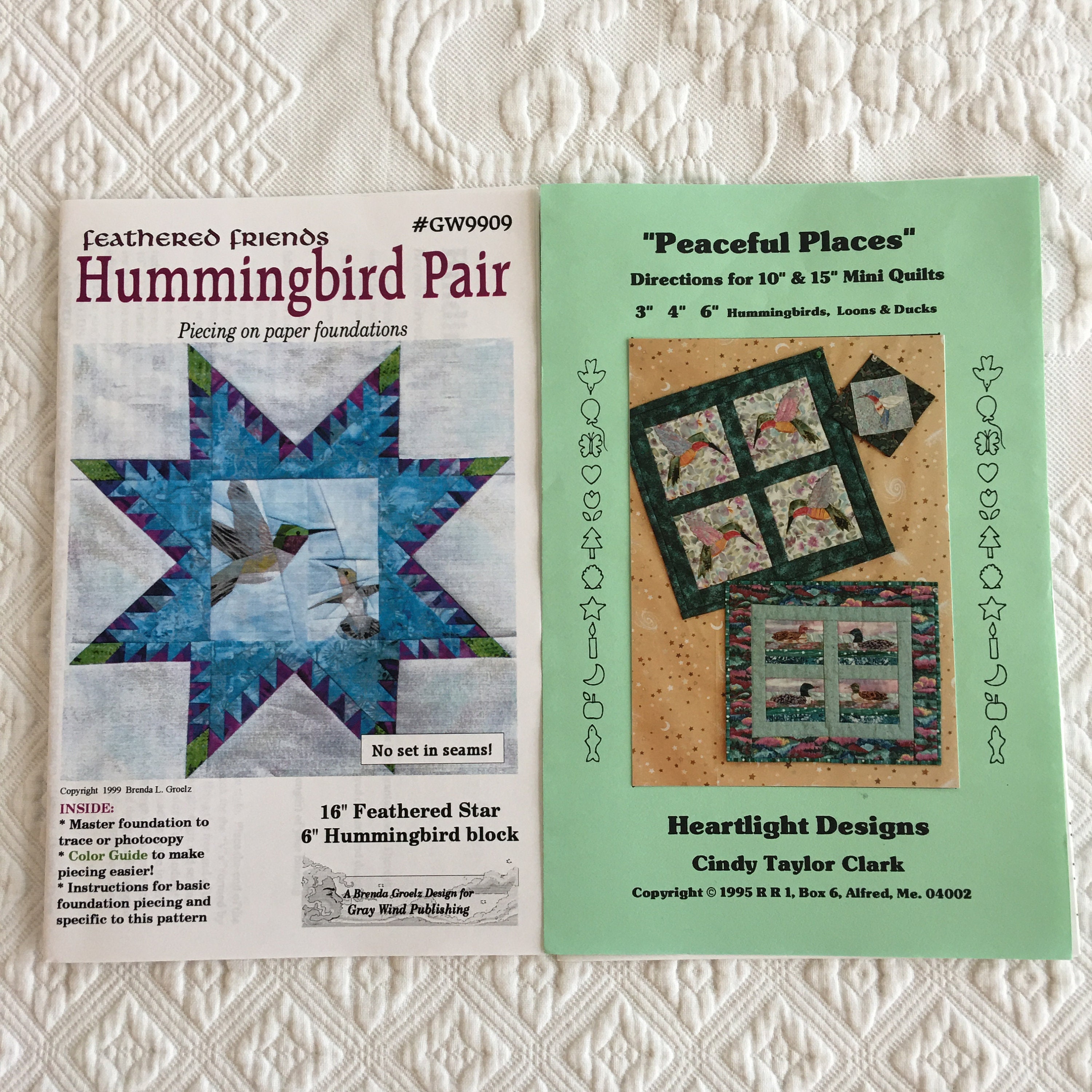 Hummingbird Quilt Pattern, Hummingbird Pair Feathered Friends by Gray ...