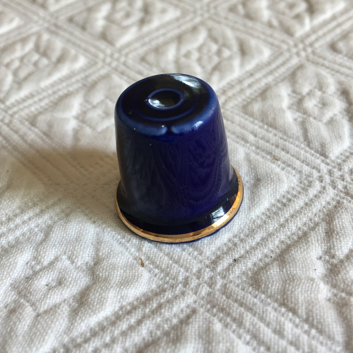 Vintage Ceramic Thimble. Royal or Cobalt Blue and Gold Painted - Etsy UK