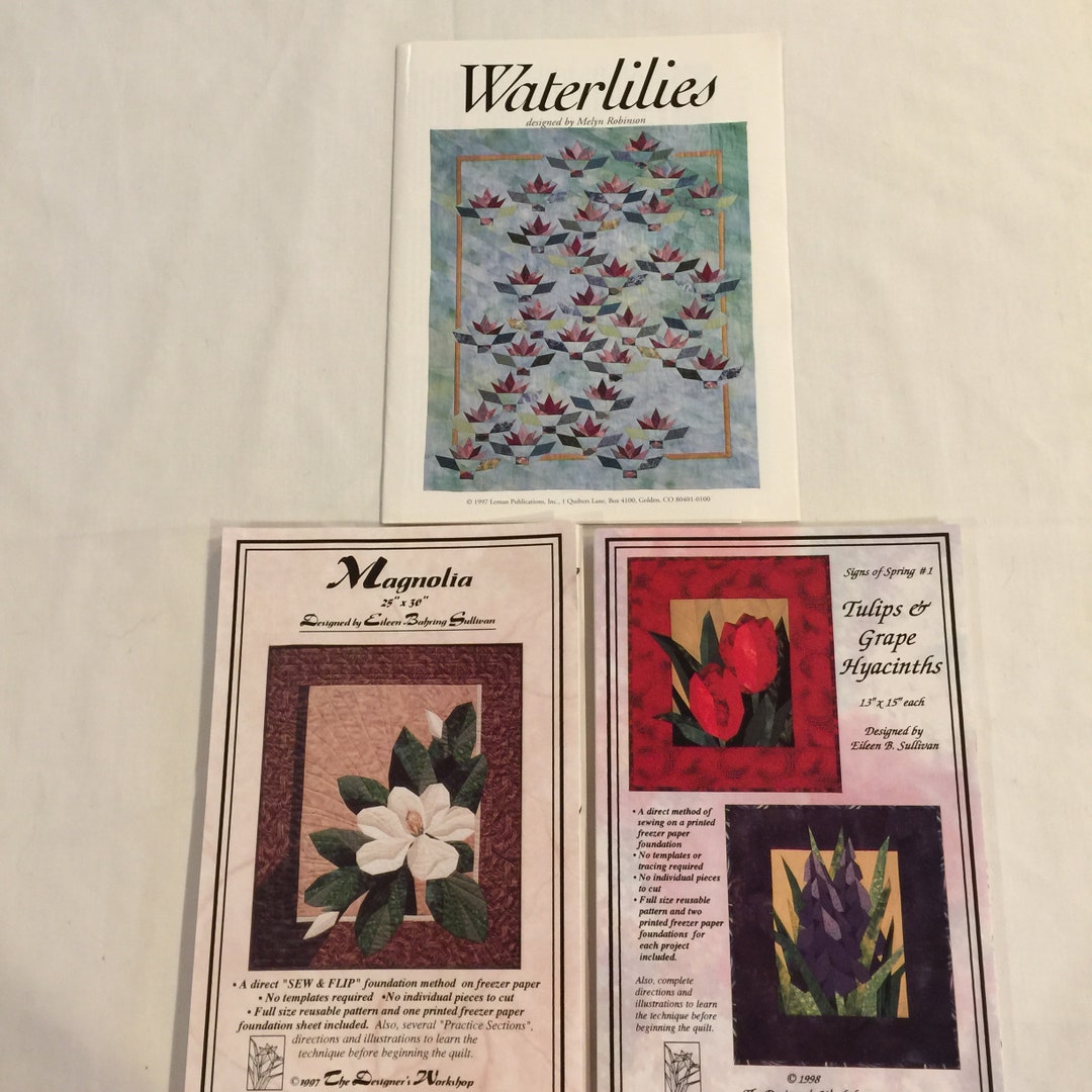 Flower Quilt Designs to Sew on Paper Foundation Piecing. Waterlilies by ...