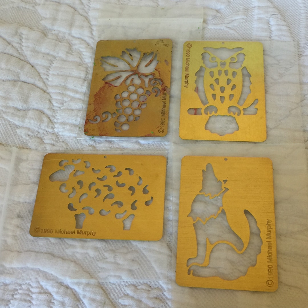 Vintage 1990 Brass Country Folk Art Stencils. Michael Murphy Solid ...