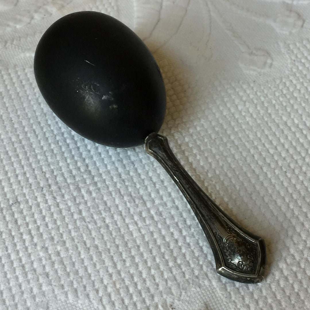 Antique Victorian Darning Egg With Sterling Silver Handle With Etching ...