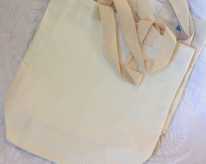 Vintage Pair of Aida Cloth Tote Bags to Cross Stitch. Decorate a Small ...
