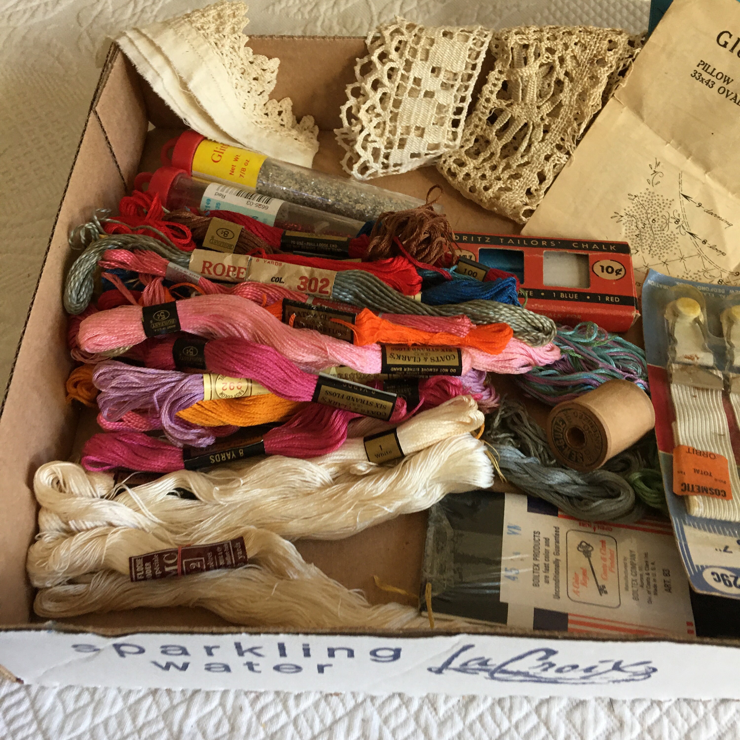 Vintage Collection of Stitchery and Sewing Supplies. 50 Skeins Floss ...