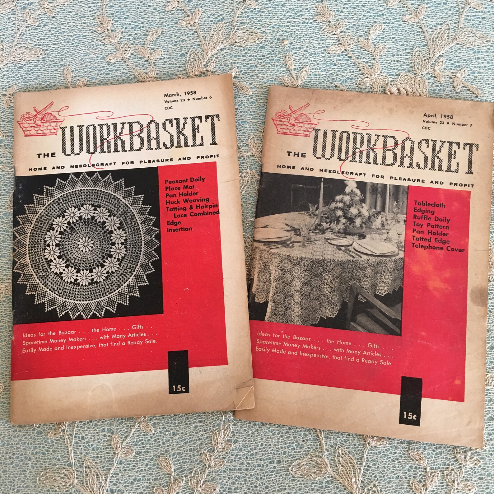 Vintage 1958 the Workbasket. Months March and April. Includes Lace ...